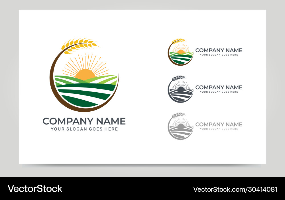 Rice field plantations logo design editable Vector Image