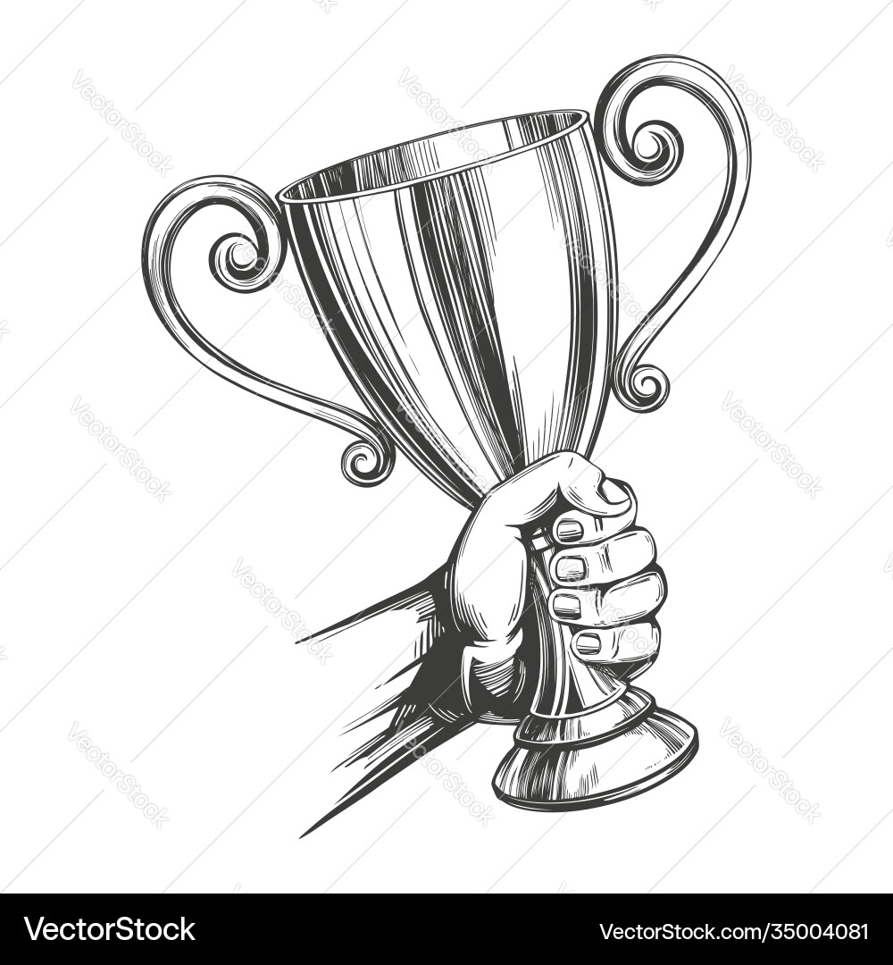 Strong Hand Holding Trophy Royalty Free Vector Image