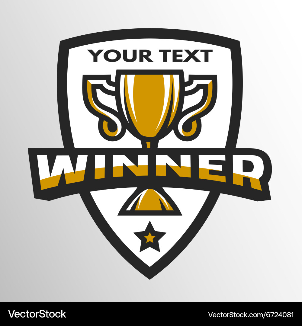 Winner sports trophy logo emblem Royalty Free Vector Image