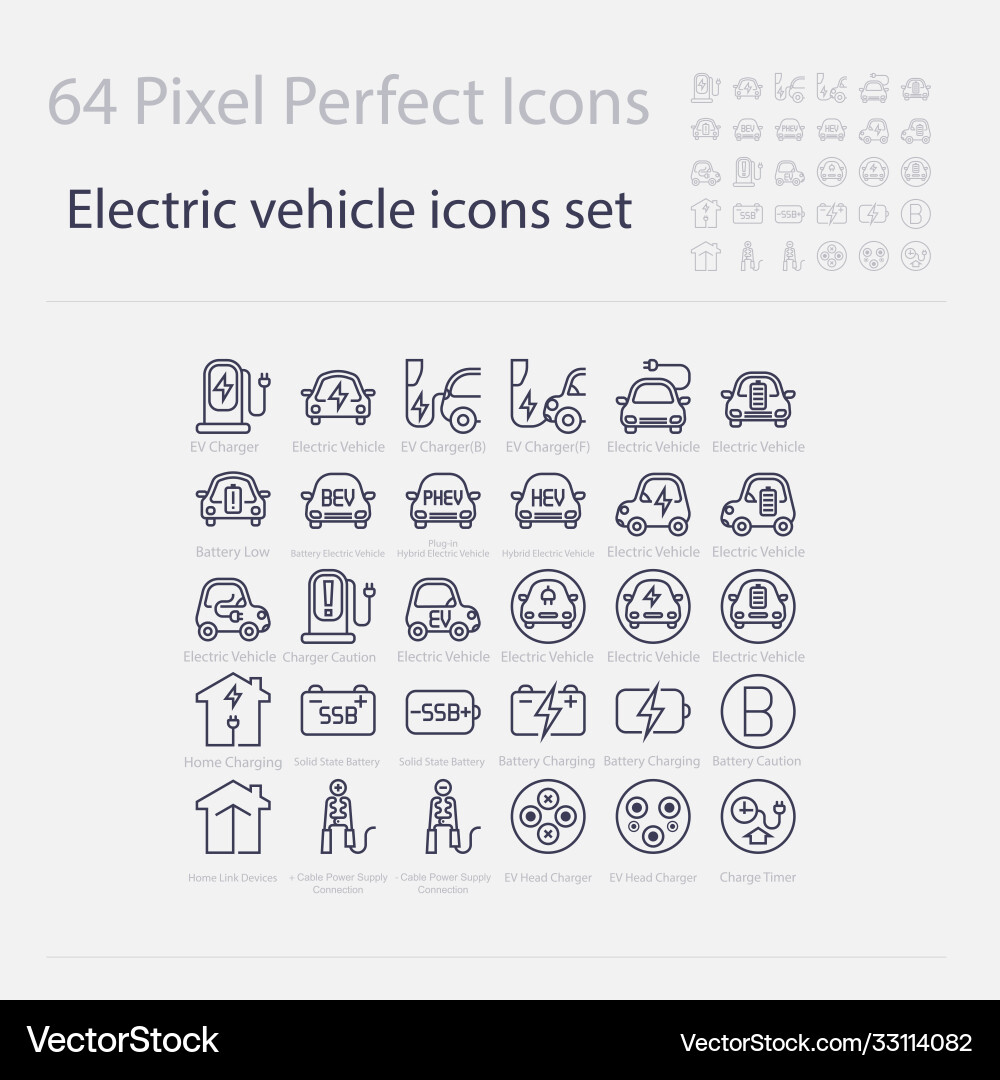 Electric Vehicle Icons - BEV Royalty Free Vector Image