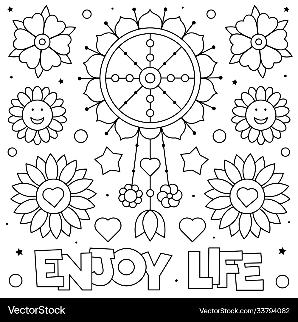 Enjoy life coloring page Royalty Free Vector Image