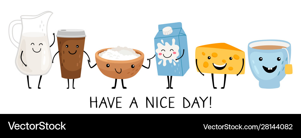 Funny breakfast characters Royalty Free Vector Image