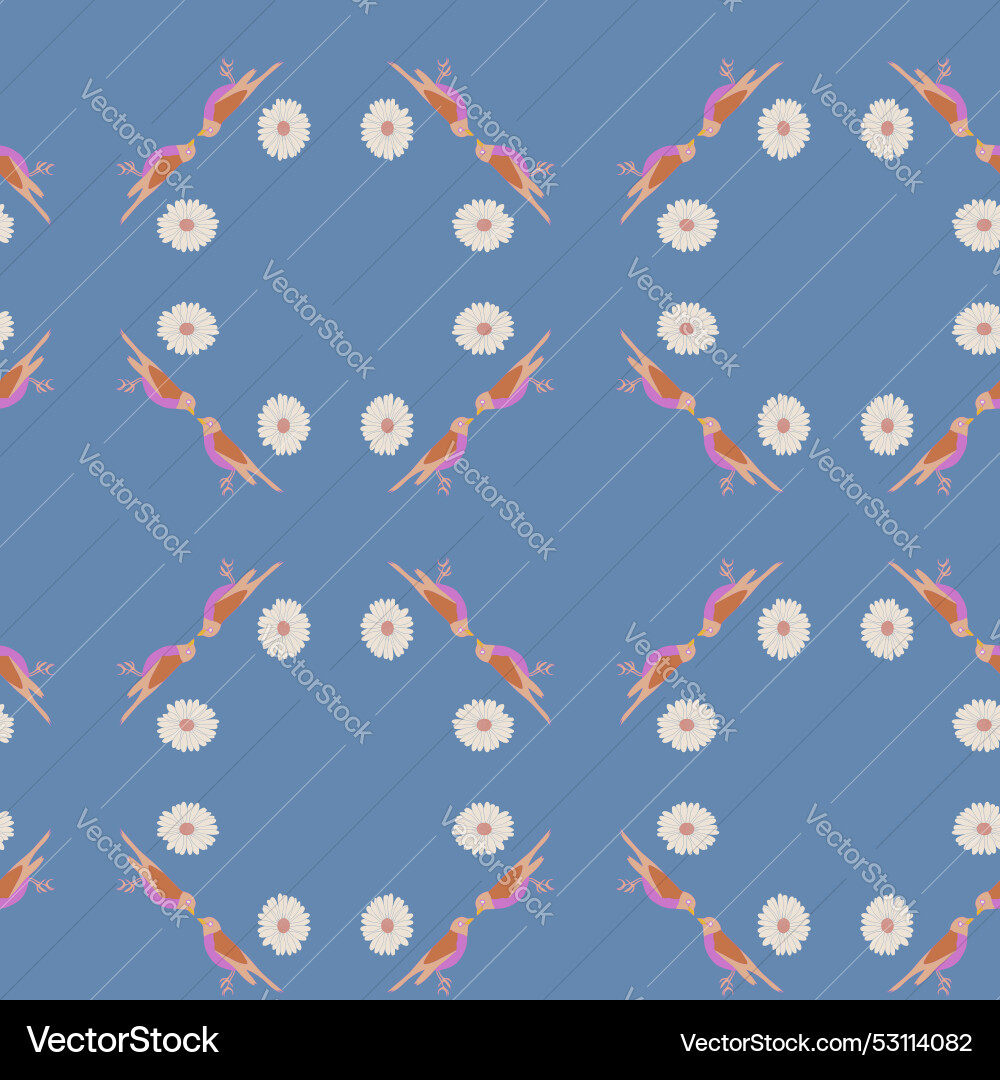 Hand drawn seamless birds pattern Royalty Free Vector Image