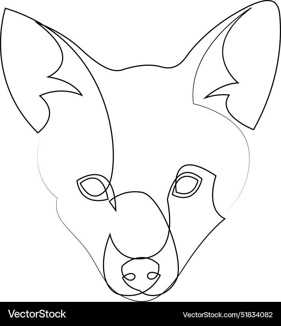 One line fox design silhouette head drawn Vector Image