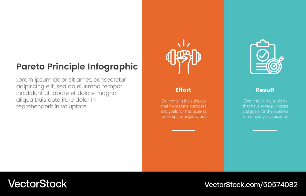 Pareto principle comparison or versus concept Vector Image