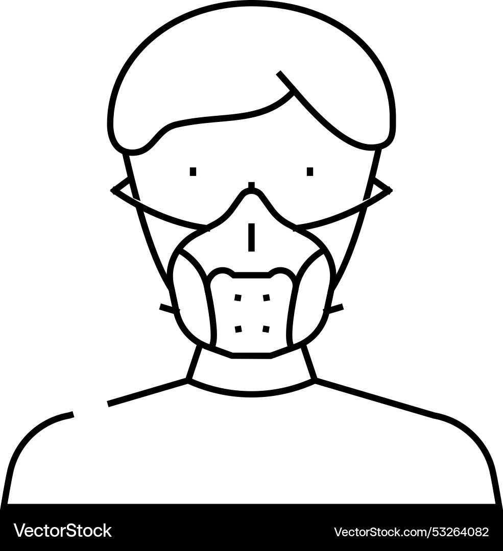 Respirator mask face line icon Royalty Free Vector Image
