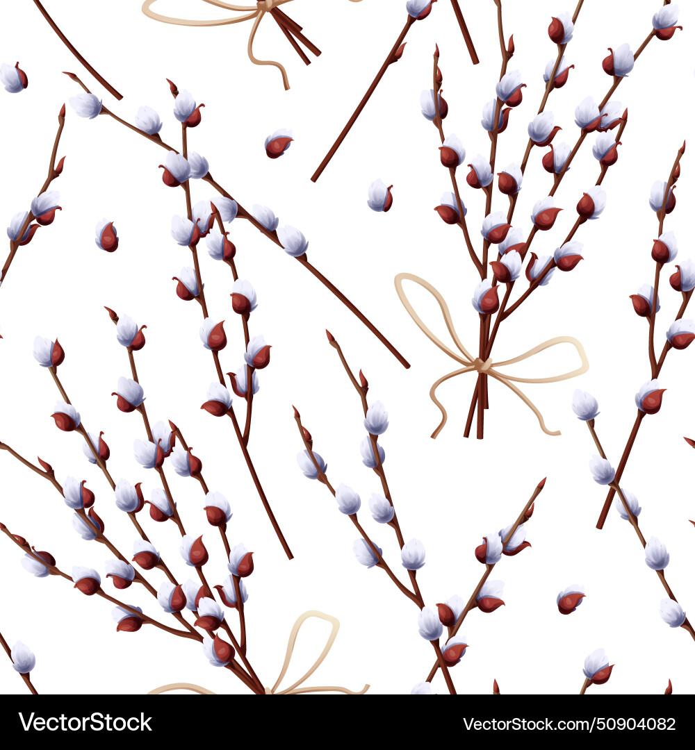 Seamless pattern with willow branches spring Vector Image