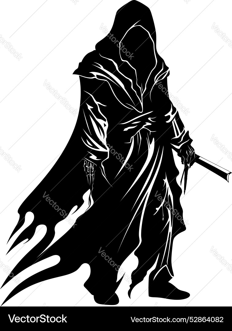 Spectral sentinel reaper weapon logo haunting Vector Image