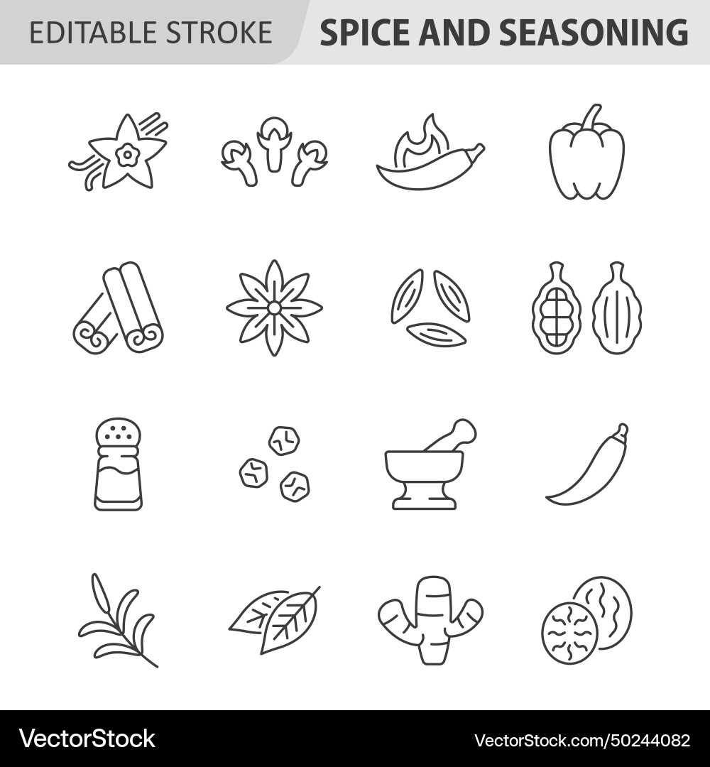 Spice and seasoning line icon set collection Vector Image