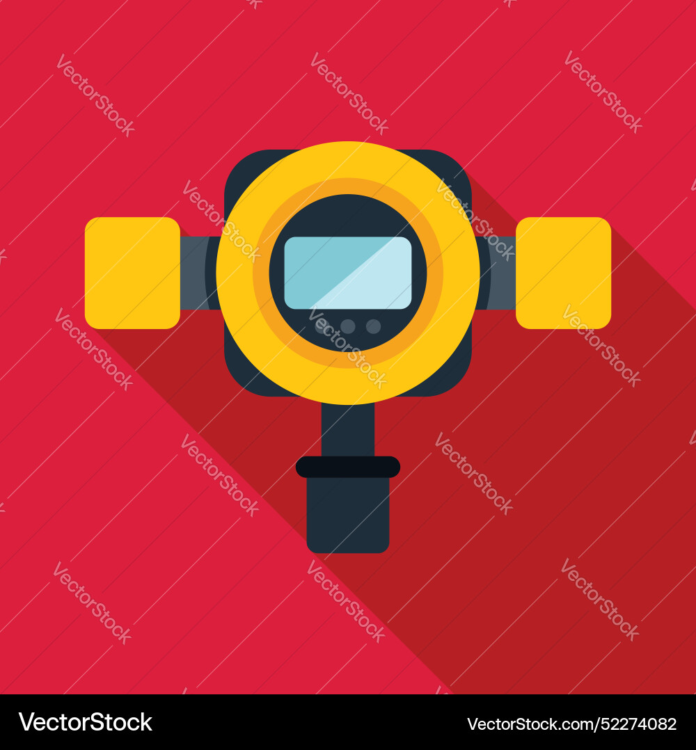 Water meter showing flow rate with pipes on red Vector Image