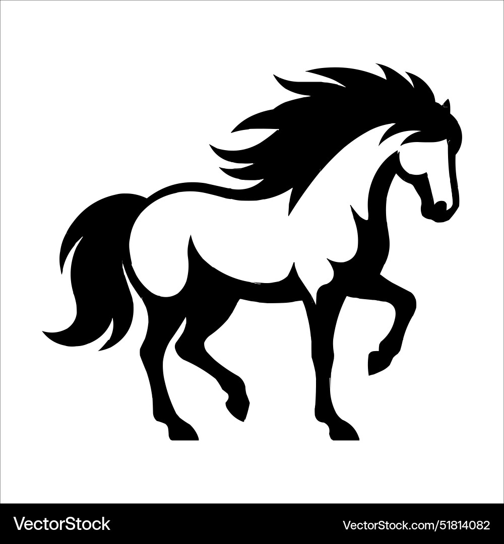 Wild horse black silhouette flat isolated Vector Image