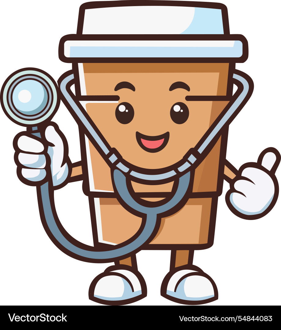 Adorable coffee cup doctor with stethoscope Vector Image