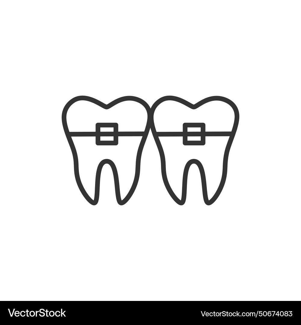 Braces icon teeth style line flat Royalty Free Vector Image