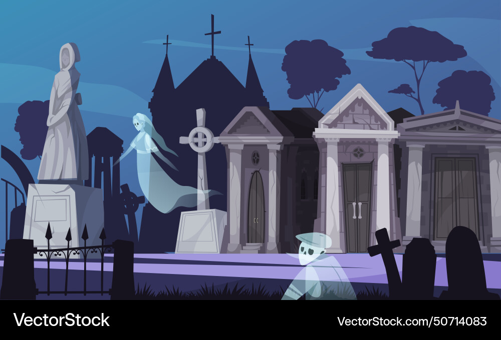 Cartoon cemetery Royalty Free Vector Image - VectorStock