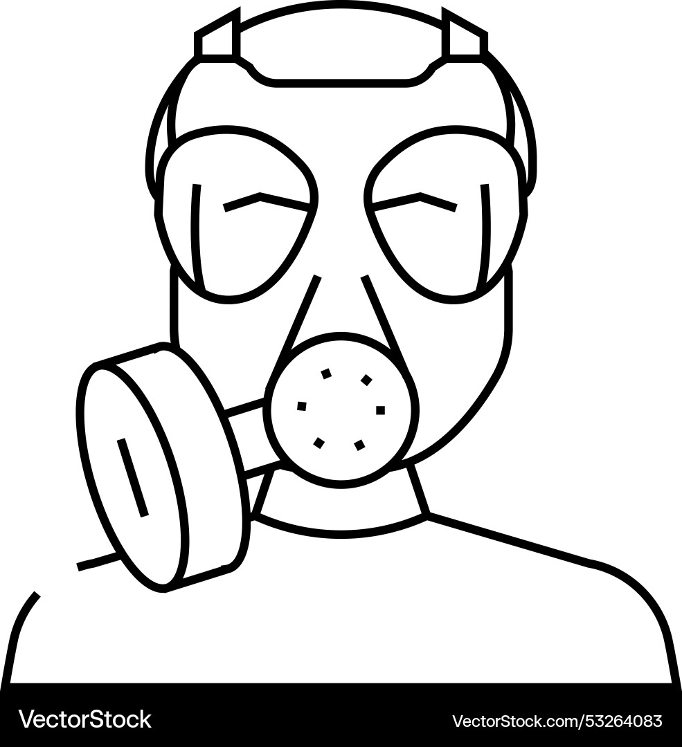 Gas mask face line icon Royalty Free Vector Image