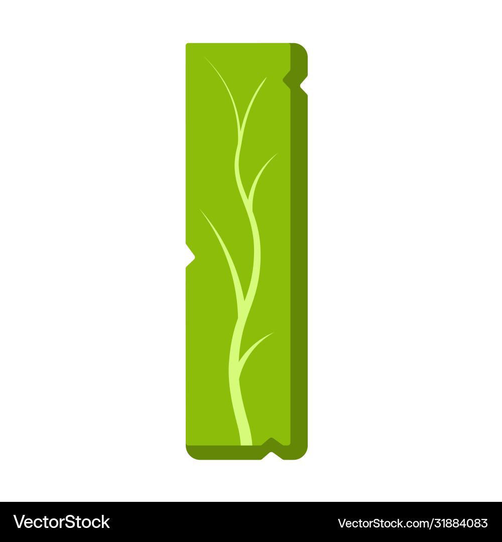 Green Letter I with Leaves Royalty Free Vector Image