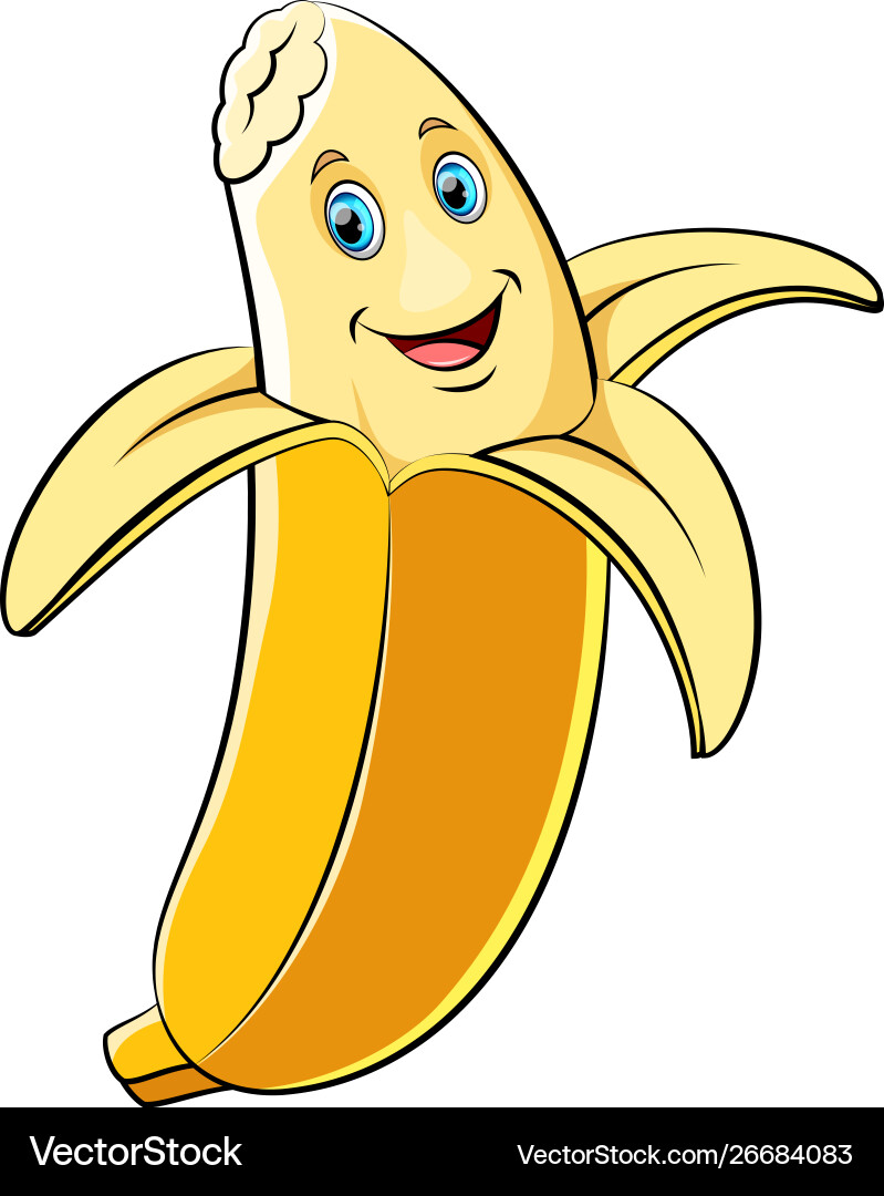 Happy banana cartoon character Royalty Free Vector Image