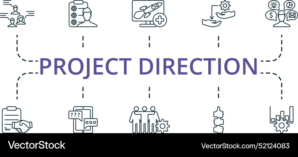 Project direction thin line icon set monochrome Vector Image