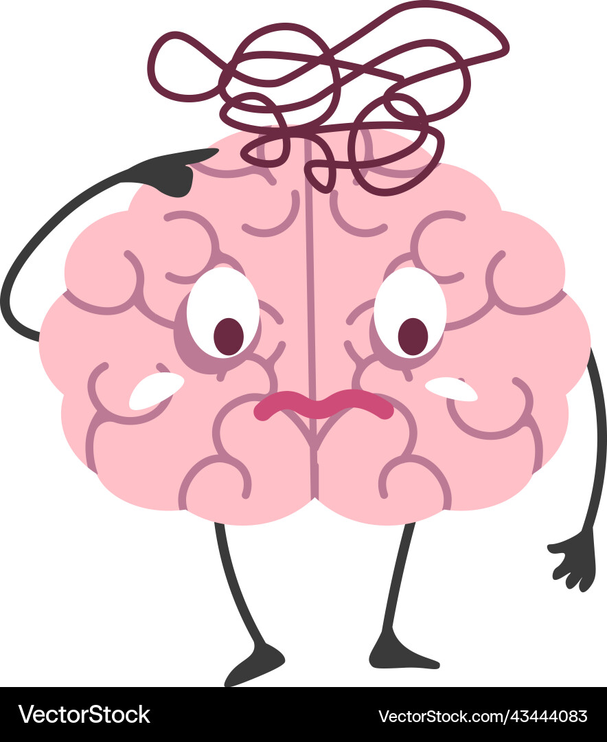 Puzzled brain confused and baffled mind character Vector Image