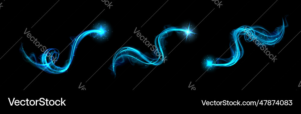 Realistic set of blue light vortex effects Vector Image