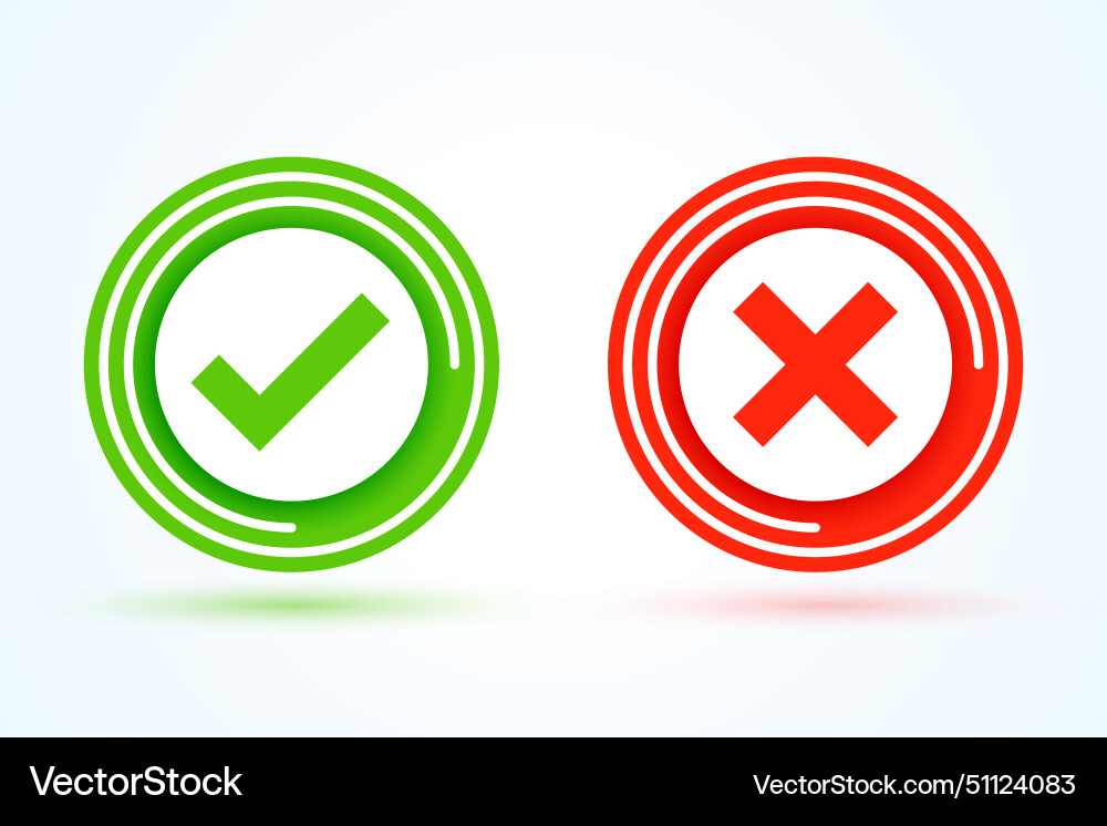 Right and wrong check mark sign button design Vector Image