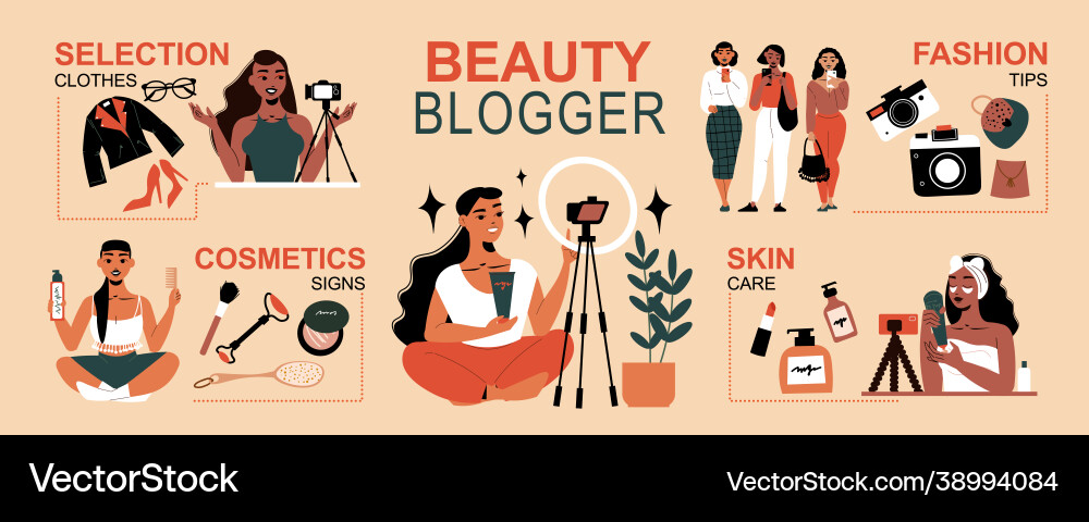 Beauty bloggers infographics Royalty Free Vector Image