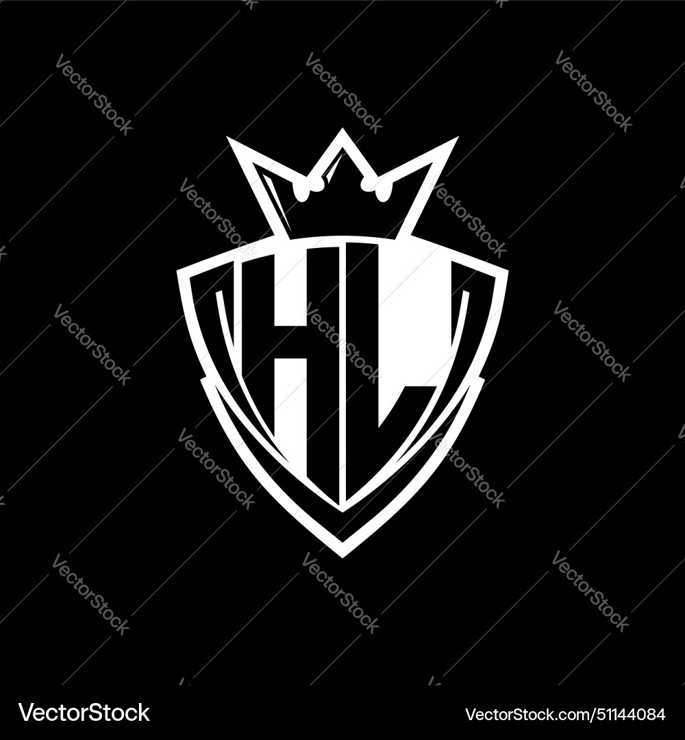 Hl letter logo with sharp triangle shield shape Vector Image