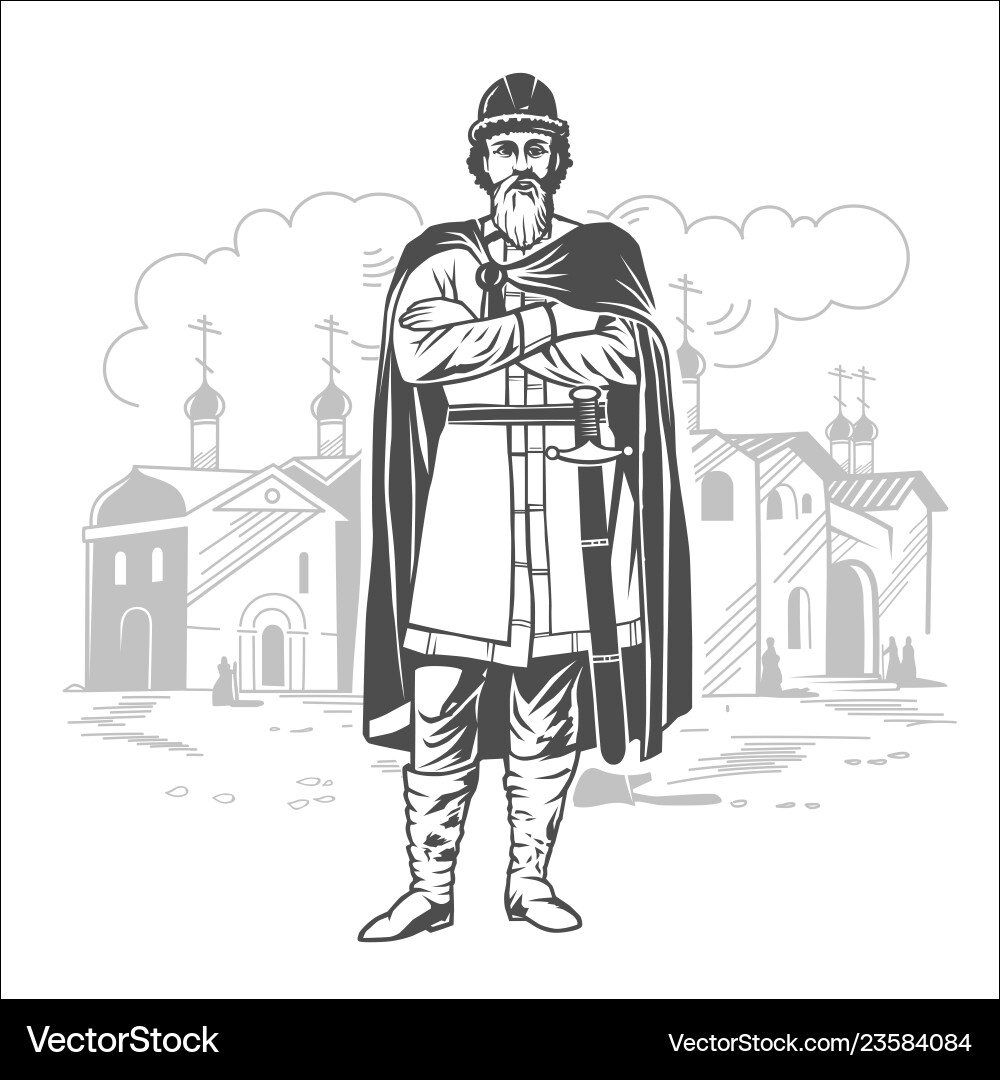 Russian prince tsar warrior Royalty Free Vector Image