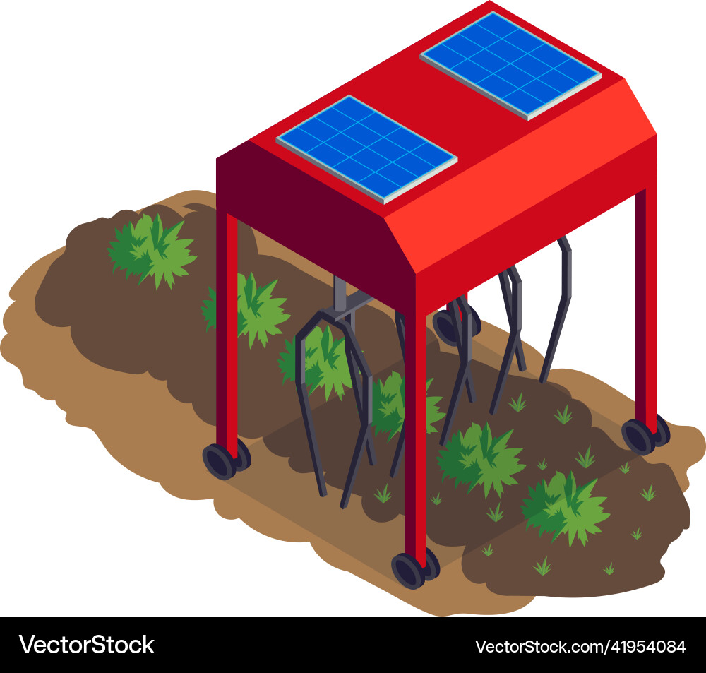 Smart cultivator isometric composition Royalty Free Vector