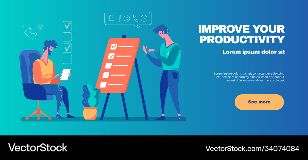 Time management horizontal banner Royalty Free Vector Image