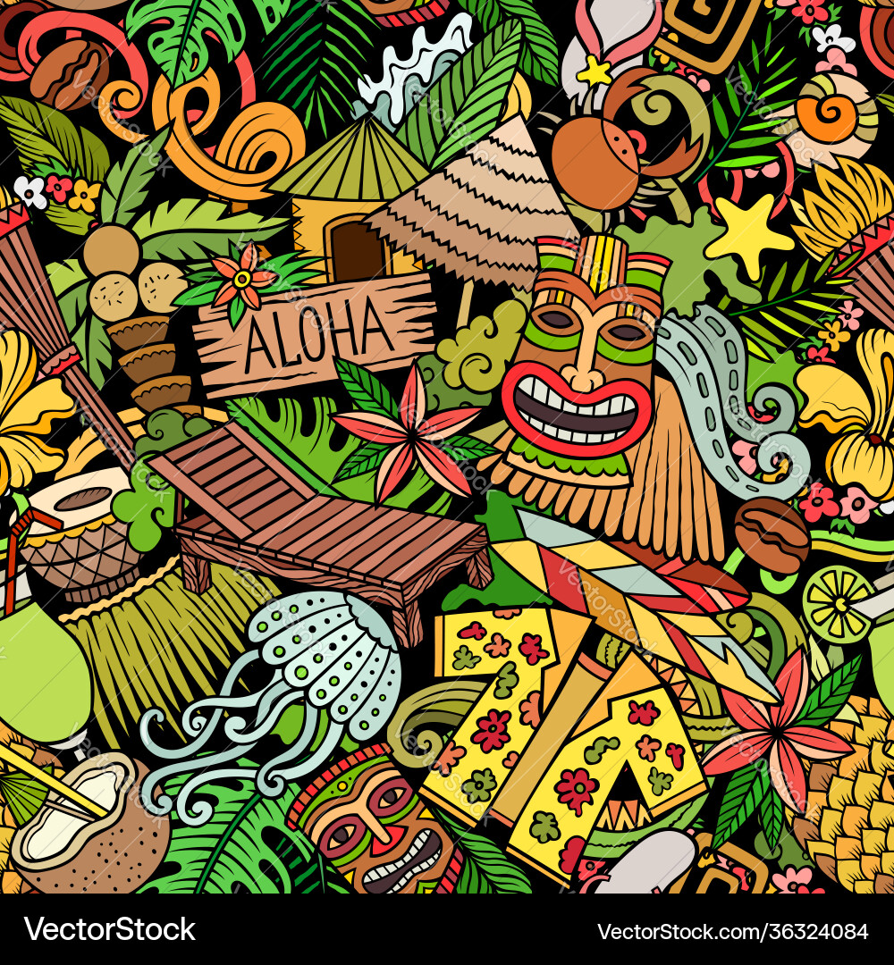 Tropical Hawaiian Doodles Royalty Free Vector Image