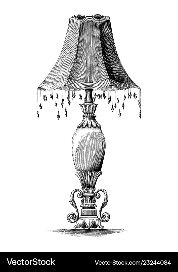 Vintage bedroom lamp hand drawing engraving Vector Image