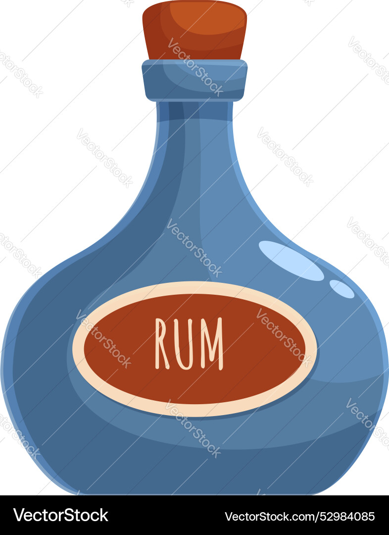 Blue bottle of rum standing on white background Vector Image