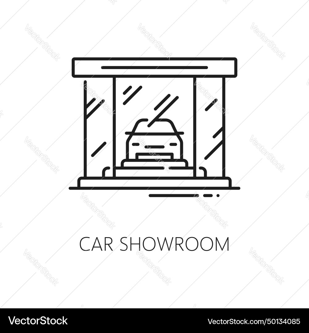 Car Showroom Line Icon Royalty Free Vector Image