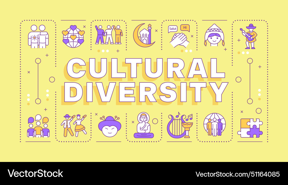 Cultural diversity yellow word concept Royalty Free Vector