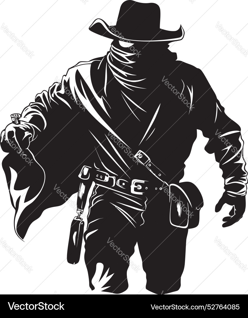 Desperado delight cartoon masked cowboy robber Vector Image