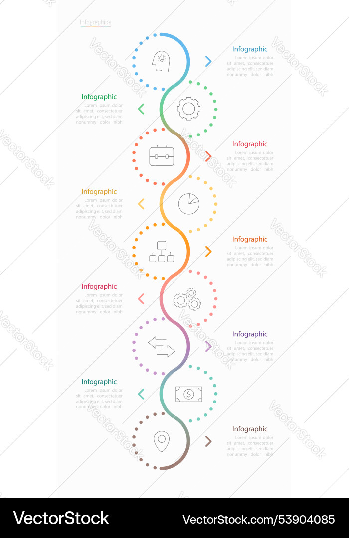 Infographic 9 options design elements Royalty Free Vector