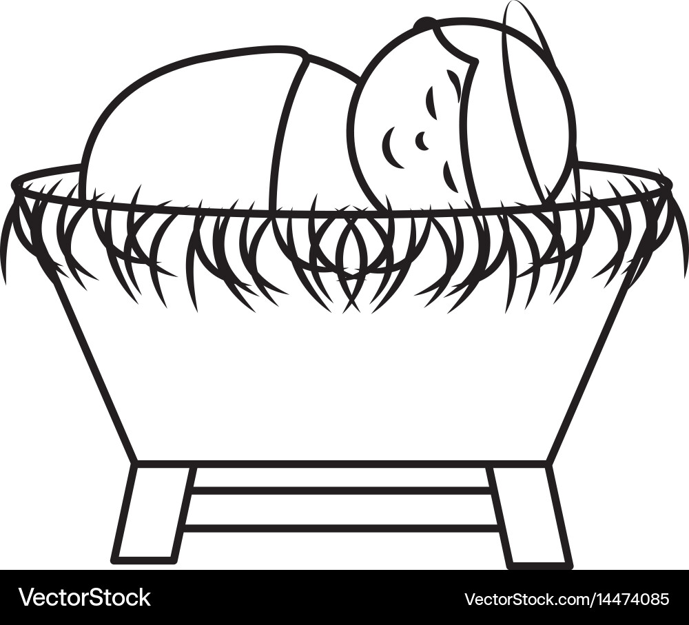 Jesus baby on straw cradle manger character Vector Image