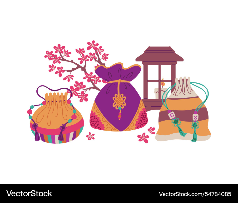 Korean bags for good luck Royalty Free Vector Image