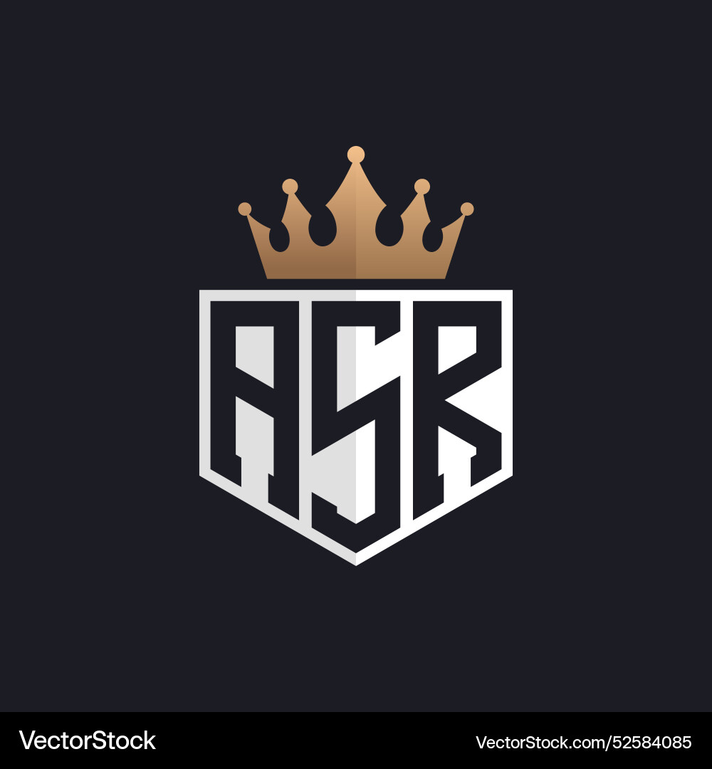 Luxury asr logo with crown elegant initials Vector Image