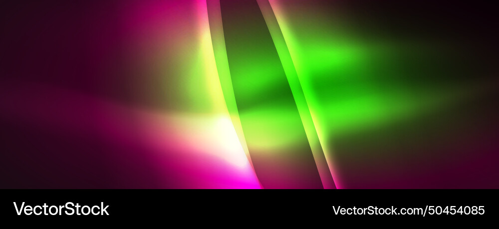 Neon light glowing waves and lines background set Vector Image