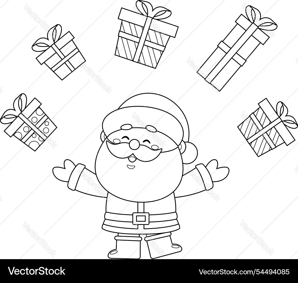 Outlined cute santa claus cartoon character Vector Image