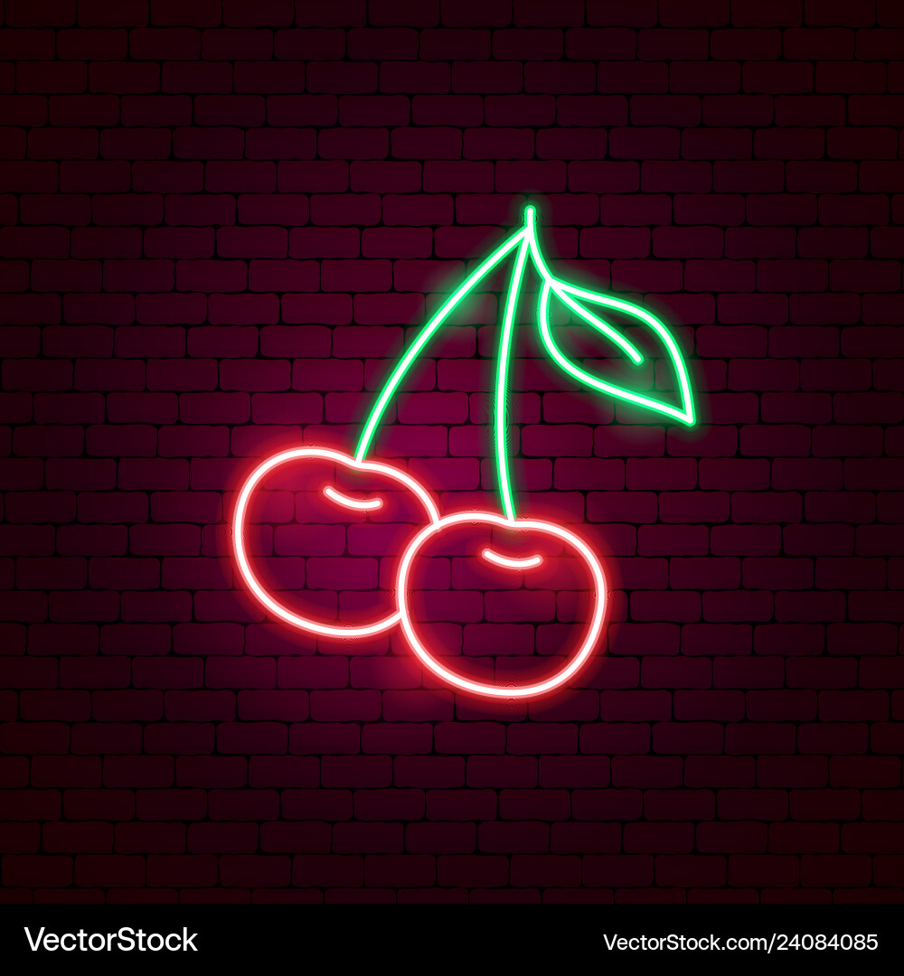 Retro Cherry Neon Sign Royalty Free Vector Image