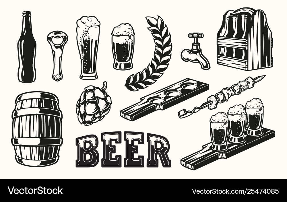 Set beer elements Royalty Free Vector Image - VectorStock