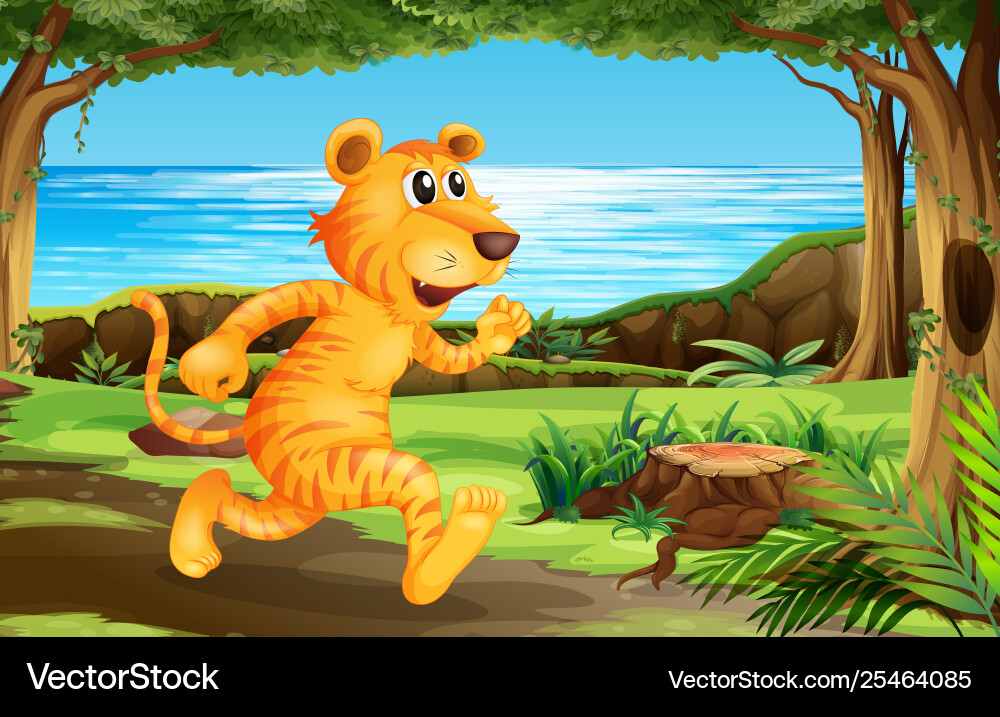 Tiger running at park Royalty Free Vector Image