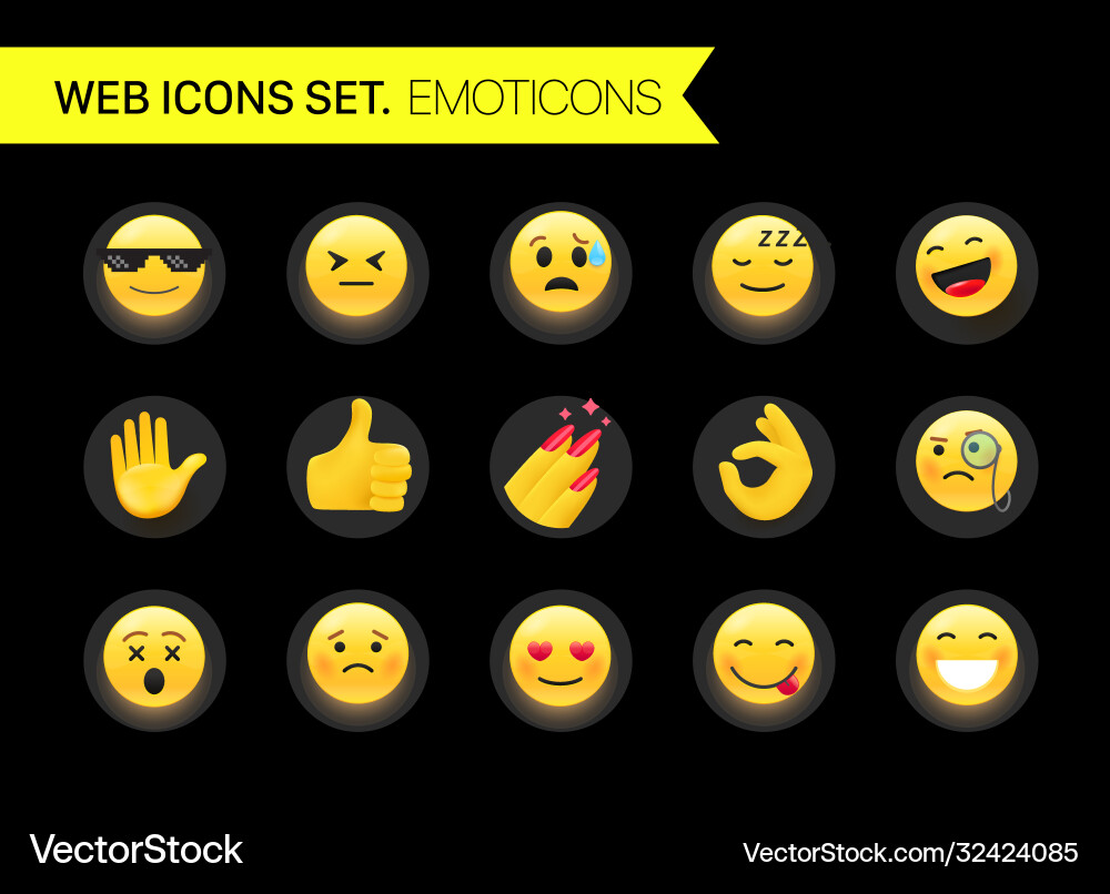 Trendy icons clipart emoticons Royalty Free Vector Image