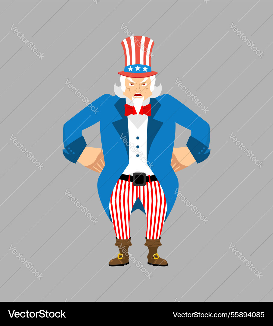 Uncle sam angry man evil emotions avatar Vector Image