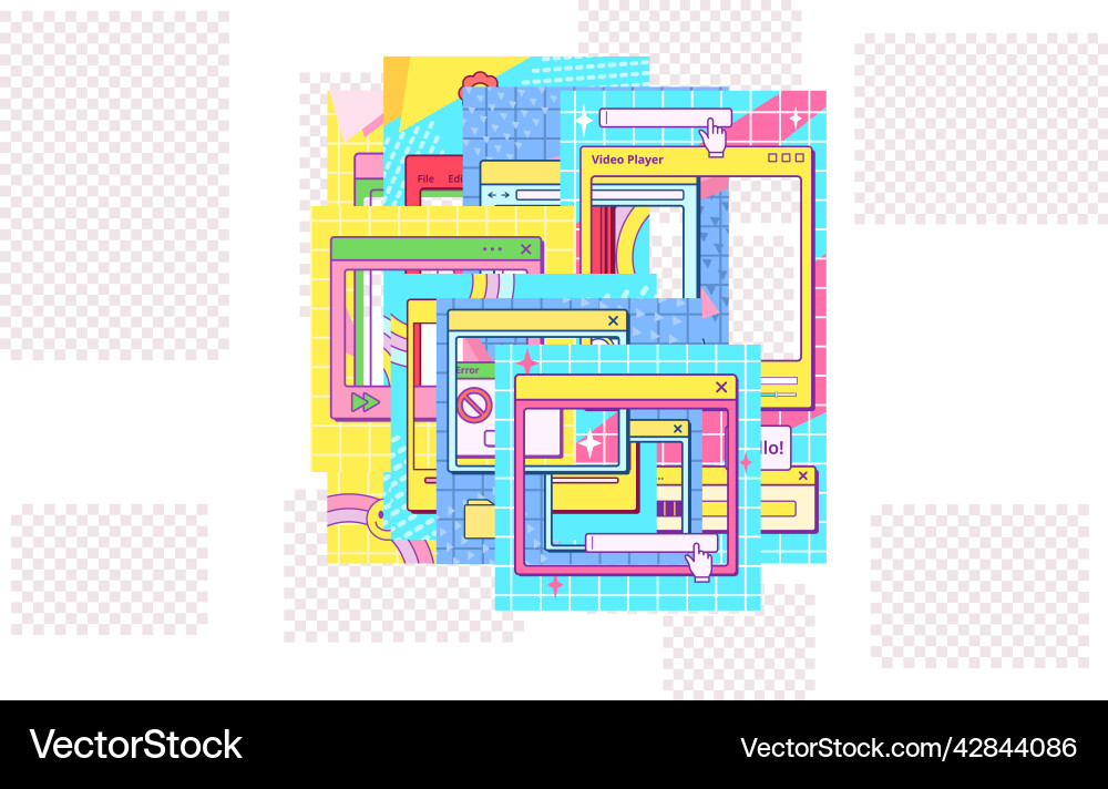 90s Retro UI Social Media Post Royalty Free Vector Image