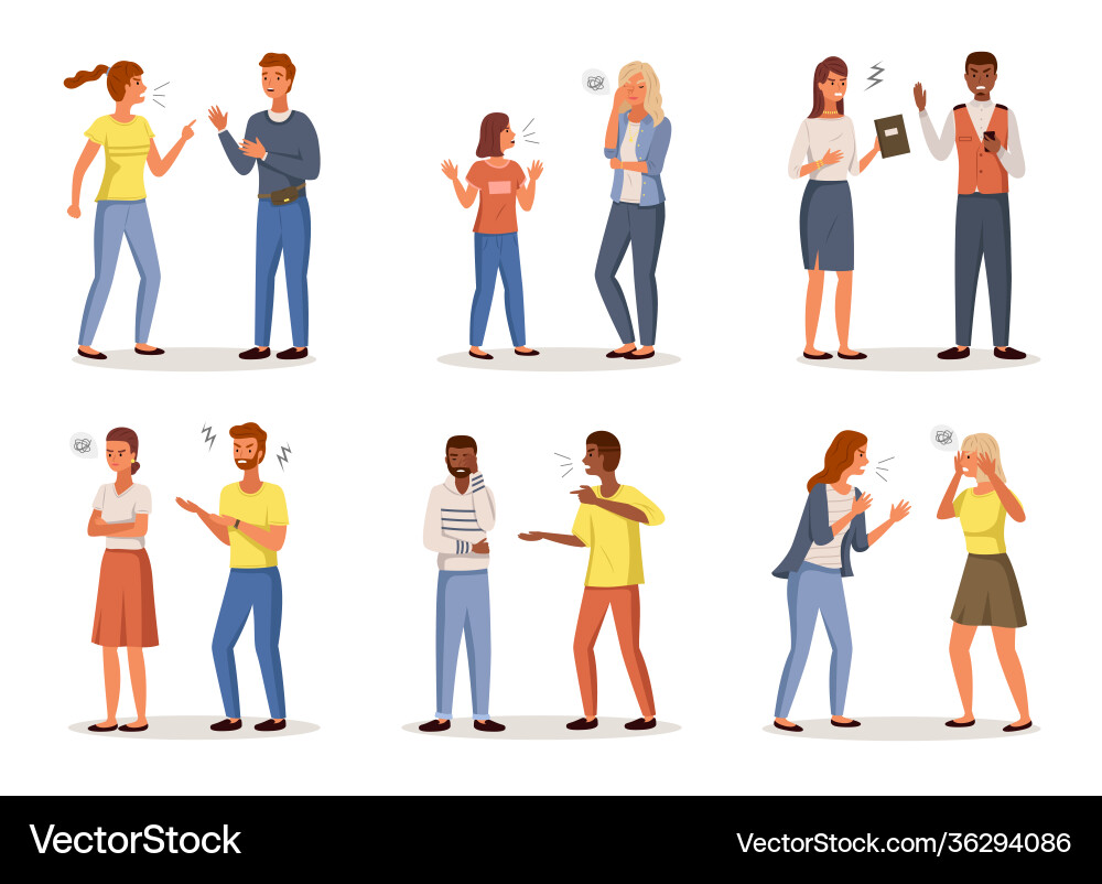 Angry people conflict situations cartoon Vector Image