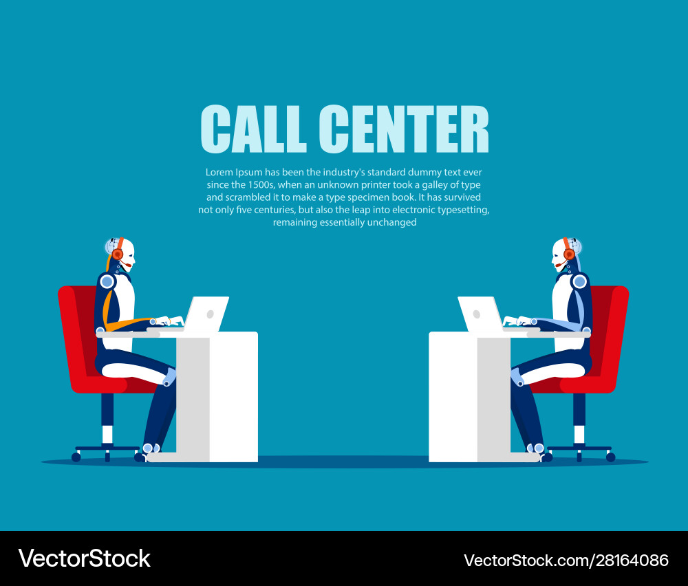 Cartoon characters for call center concept Vector Image